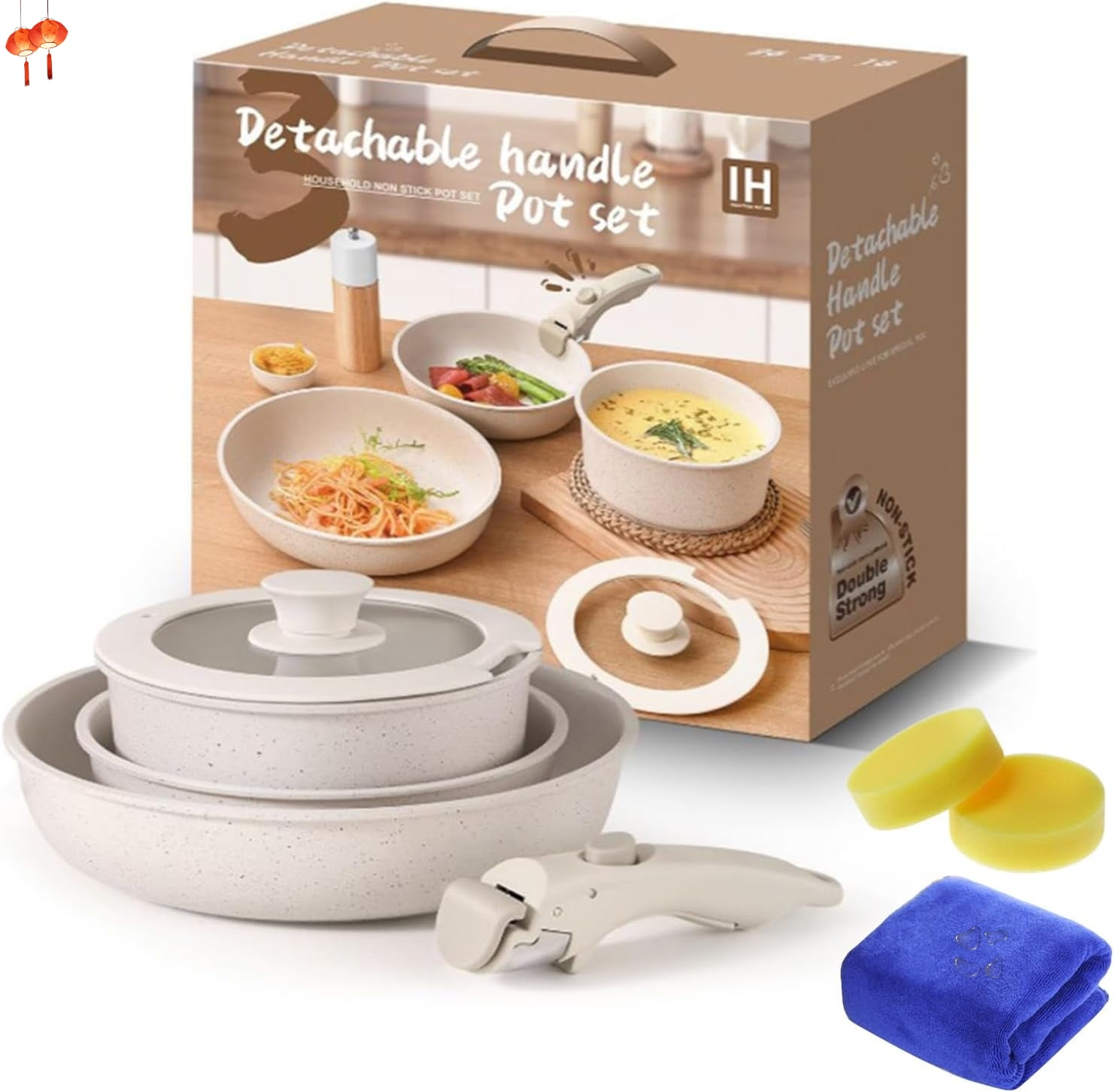 Gourmetific Cookware Set, 5-Piece Detachable Handle Set - Walmart.com