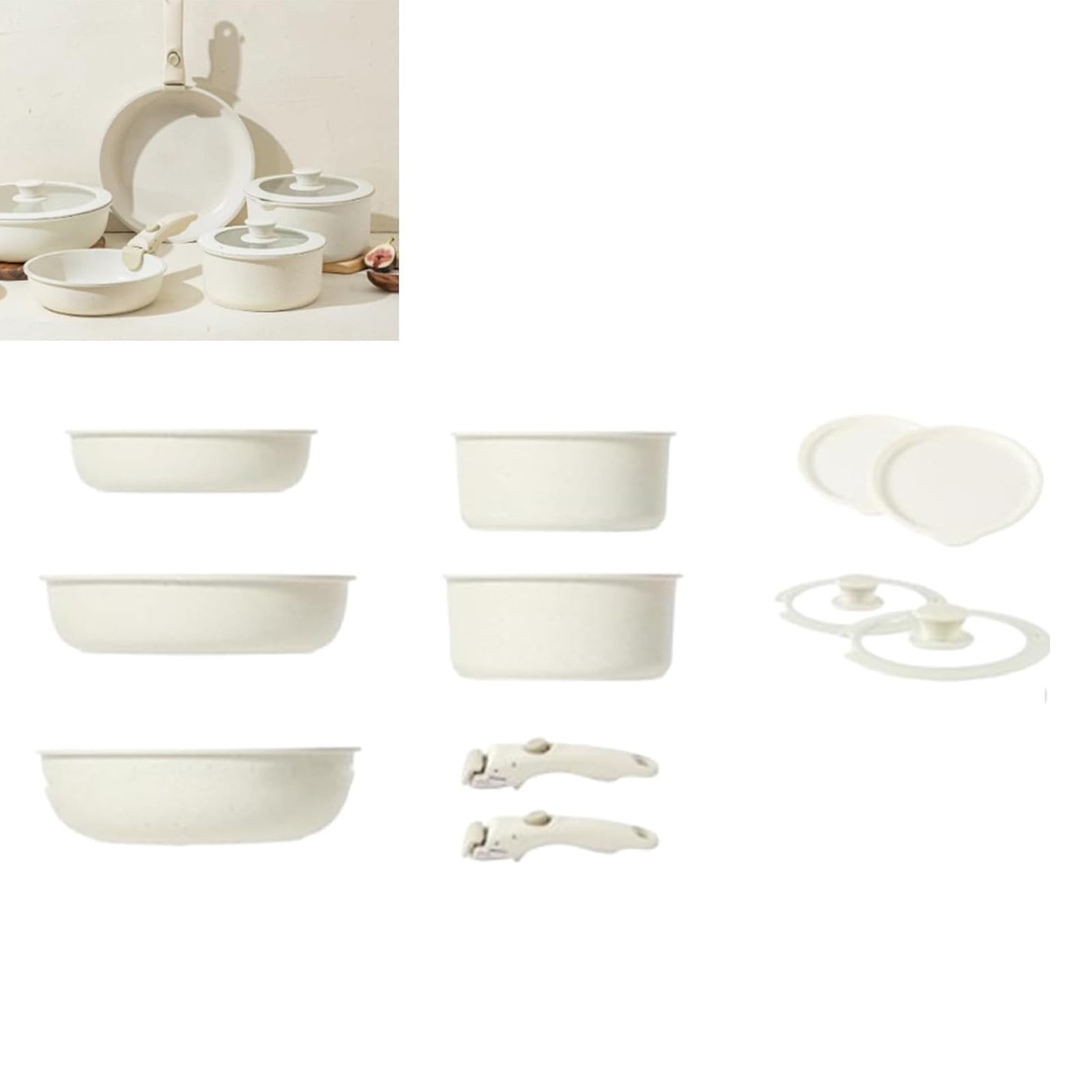 Gourmetific Cookware Set, Nonstick Detachable Handle Cookware ...