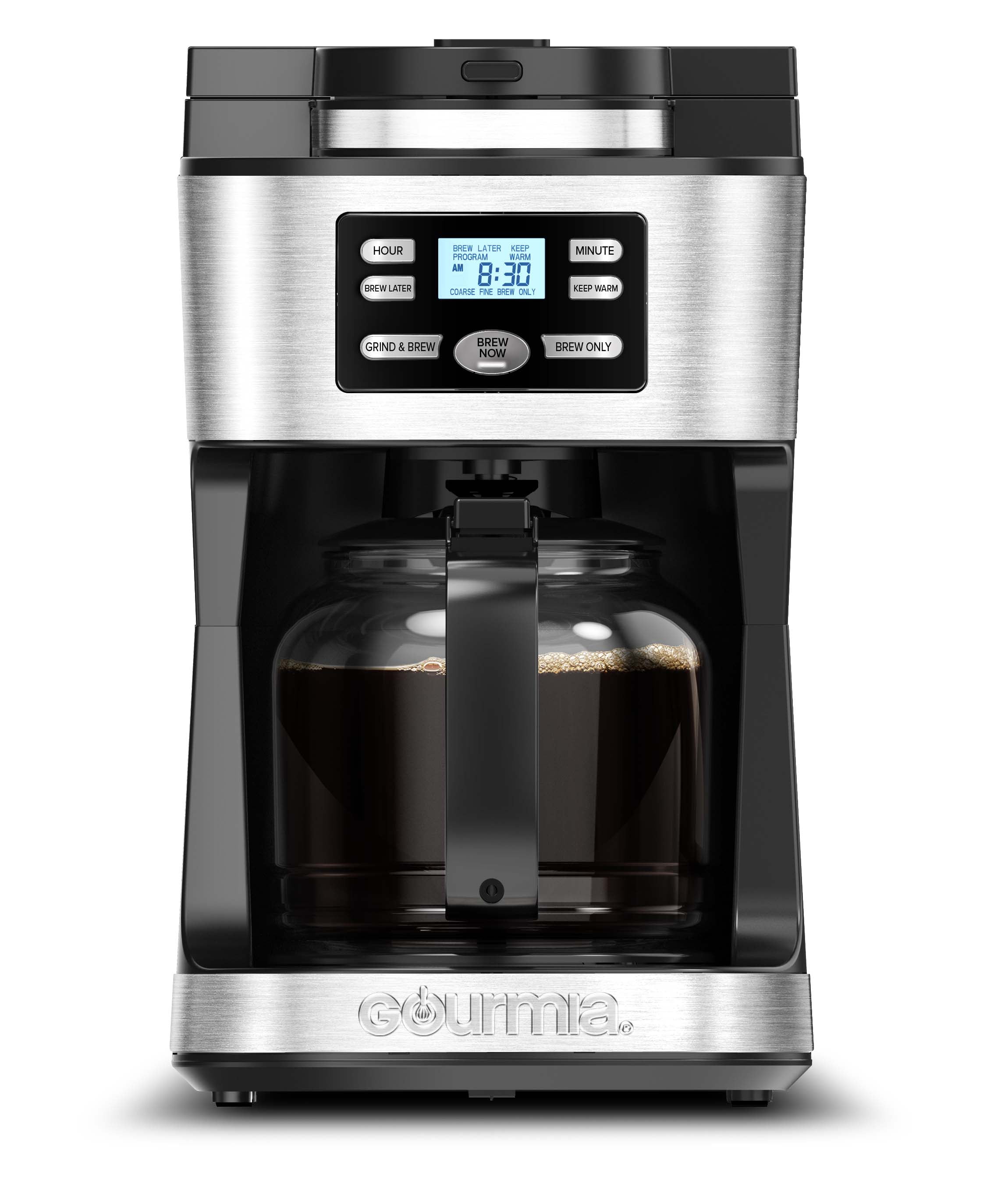 Gourmia Perfect Fresh Bean Brewer - 12-Cup Grind & Brew Coffee Maker ...