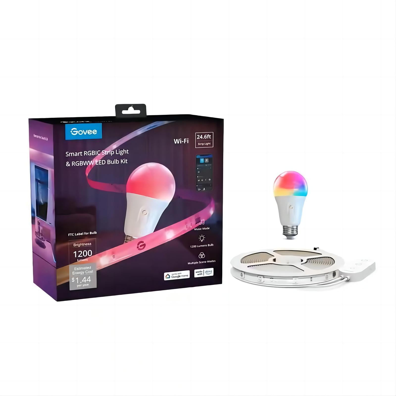 Govee 24.6' RGBIC Strip Light + RGBWW Smart Light Bulb - Walmart.com