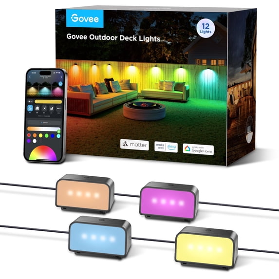 Govee, Outdoor Deck Light, 72 Ft Cord, Waterproof RGBWIC LED - Walmart.com