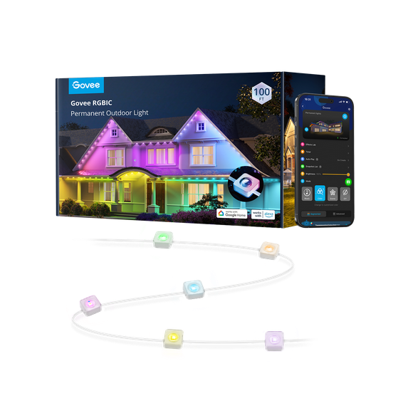 Govee 100ft Weatherproof RGBIC Outdoor LED Strip Lights, Bright Smart ...