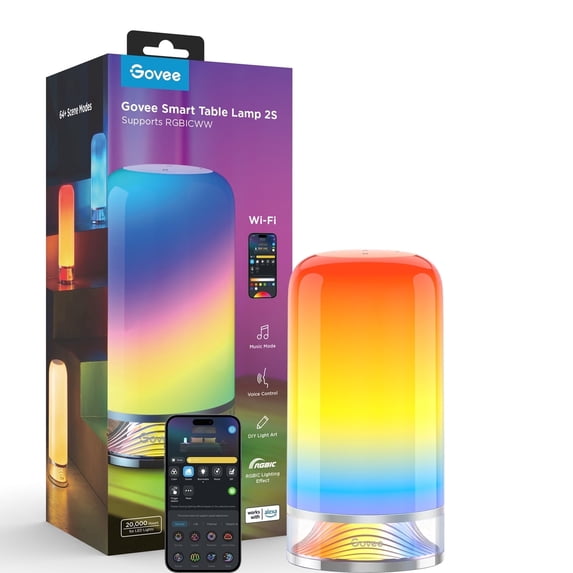 Govee RGBIC Smart Table Lamp 2S, Voice Activated, Dimmable, Color ...