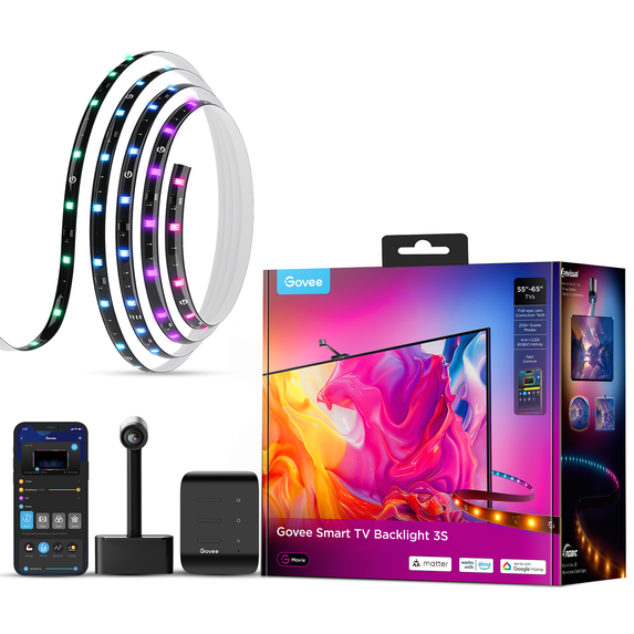 Govee Smart DreamView TV Backlight T3S (11.8ft) for 55-65 inch TVs ...