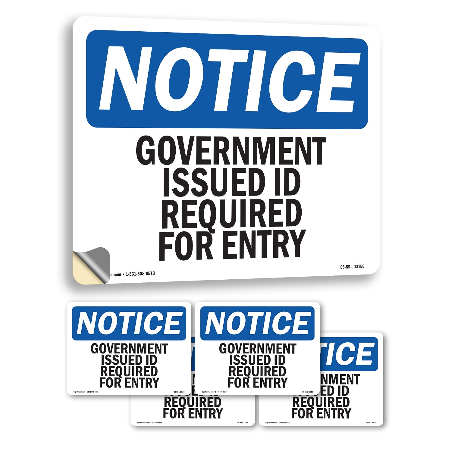 Government Issued ID Required For Entry OSHA Notice Vinyl Decal Label ...