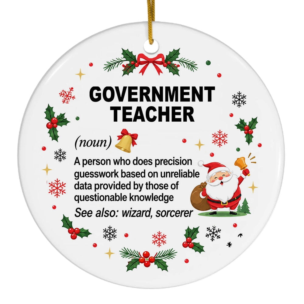 Government Teacher Christmas Tree Ornament, Funny Wizard Definition ...