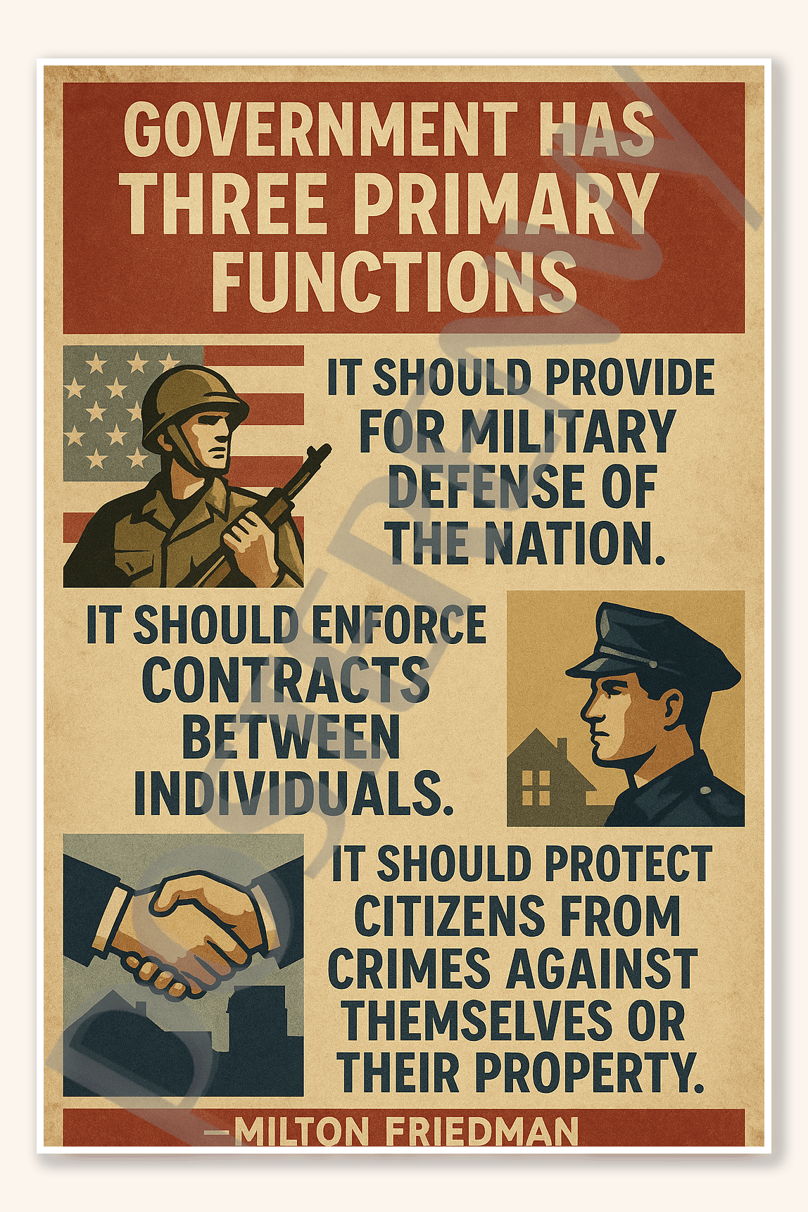Government has three primary functions Poster - 18 inch x 12 inch ...