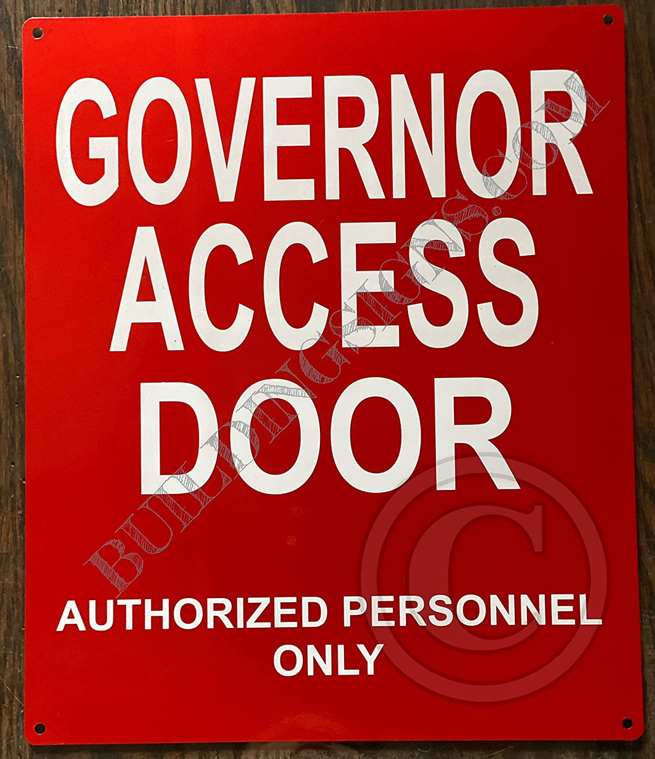 Governor Access Door Sign (Aluminum Reflective Signs, RED 10x12) (ref ...