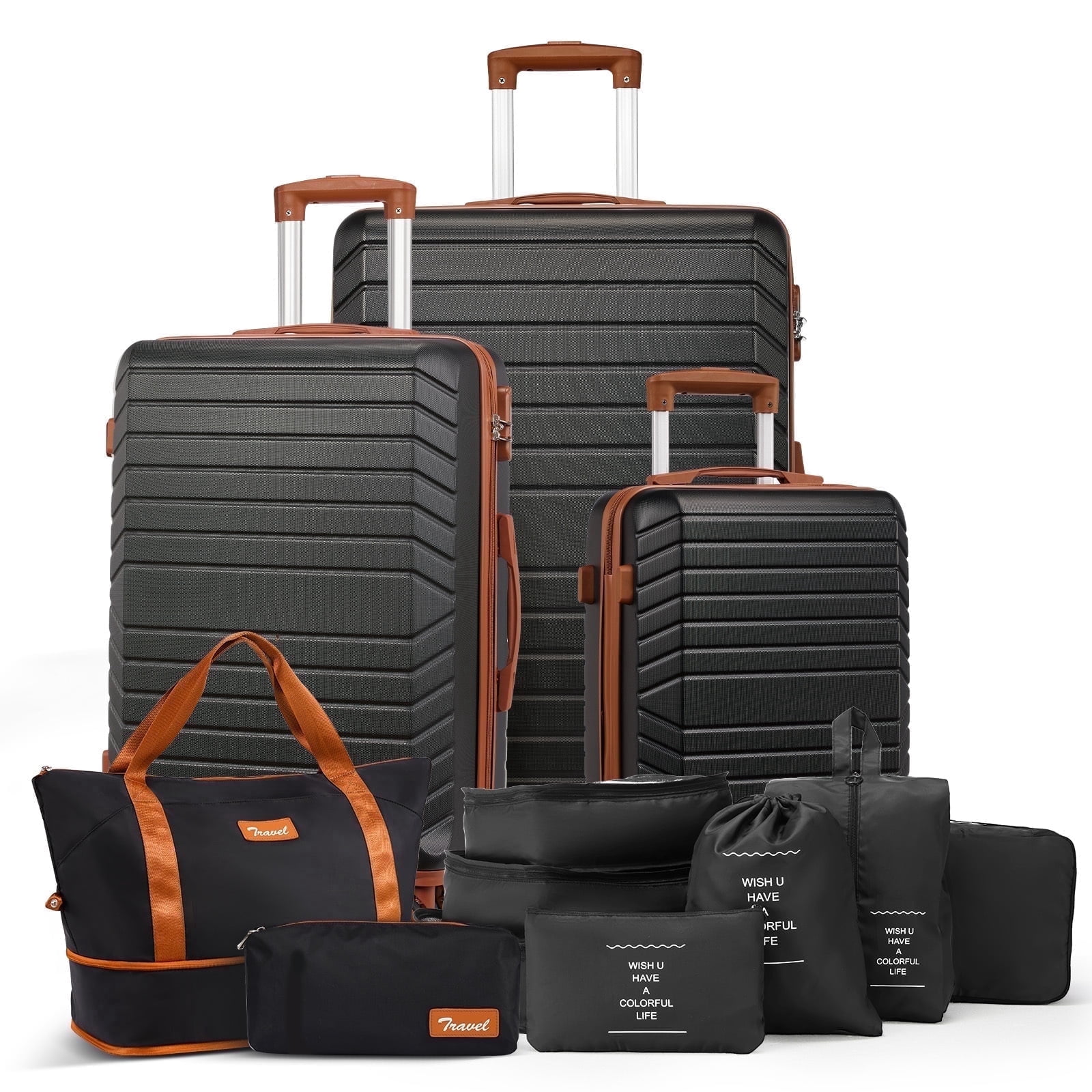 Gowill 12 Piece Luggage Sets,28/24/20 inch ABS Carry-on and Checked ...