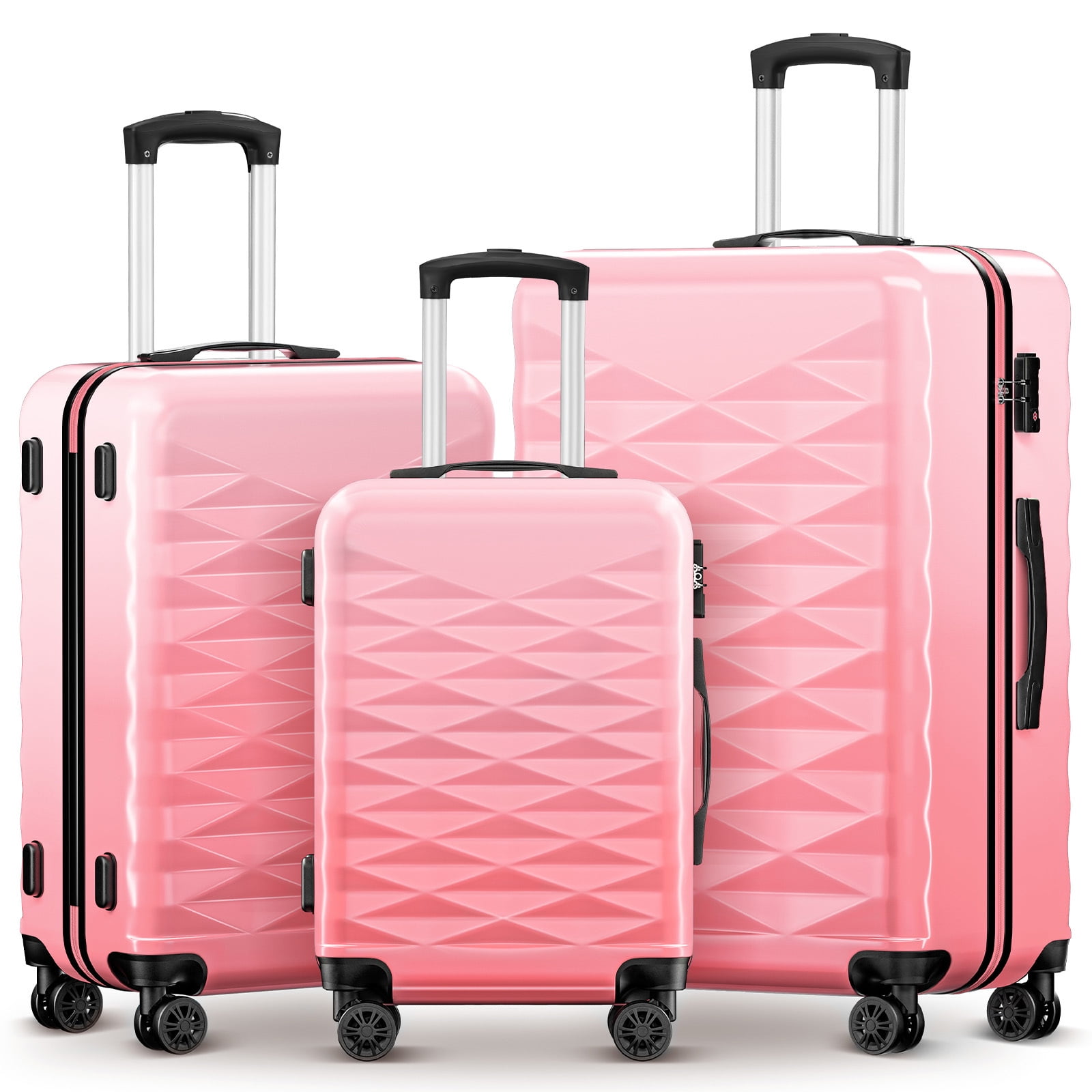 Gowill 3 Piece Luggage Sets ABS+PC Suitcase Set with Wheels and TSA ...