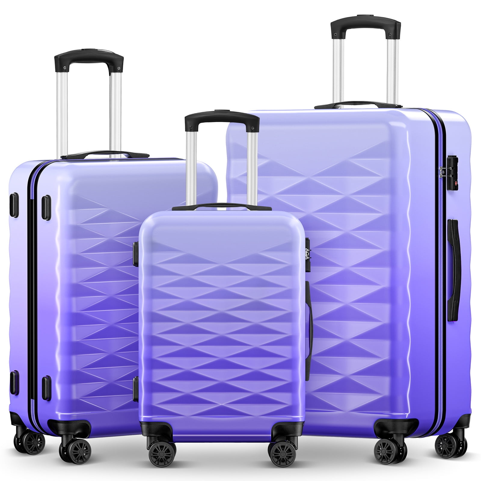 Gowill 3 Piece Luggage Sets ABS+PC Suitcase Set with Wheels and TSA ...