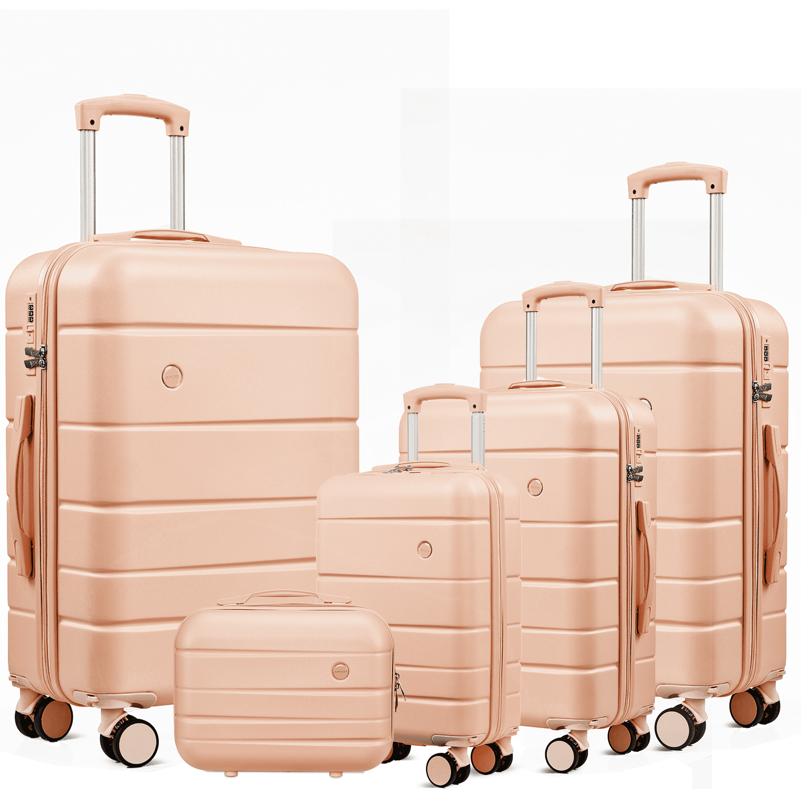 Gowill 5 Piece Suitcase Set 14/18/20/22/24 inch Hardside Suitcase with ...