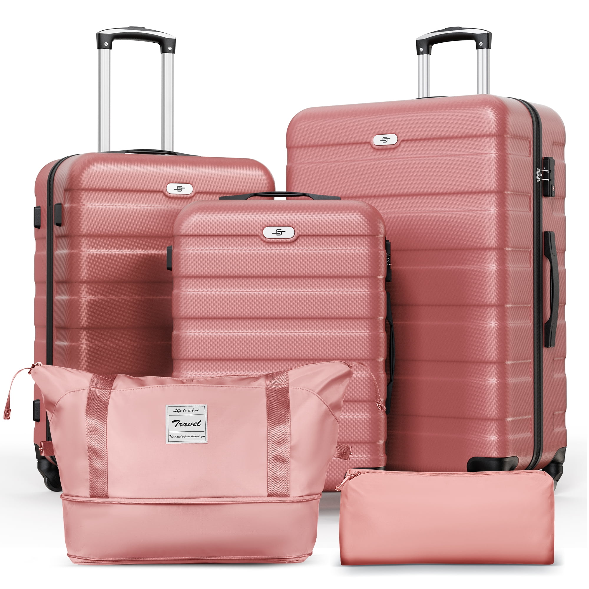 Gowill 5 pcs travel luggage sets,19/23/27 inch Hardside Suitcase Set ...