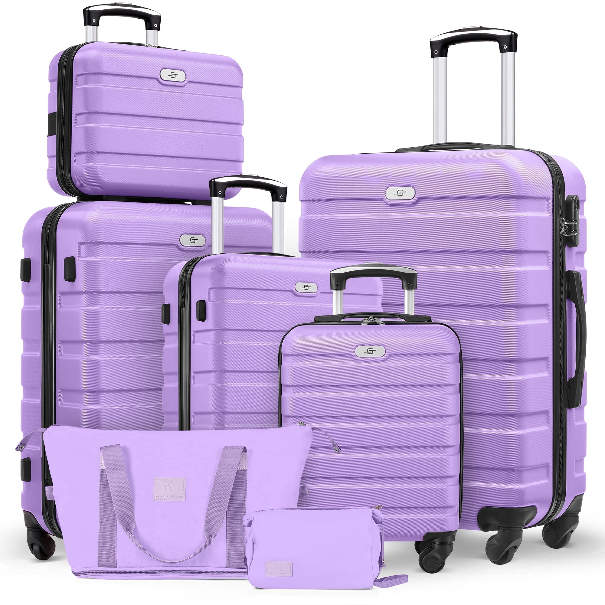 Gowill 7 Piece Luggage Sets,13/16/20/24/28 inch Hardside Lightweight ...