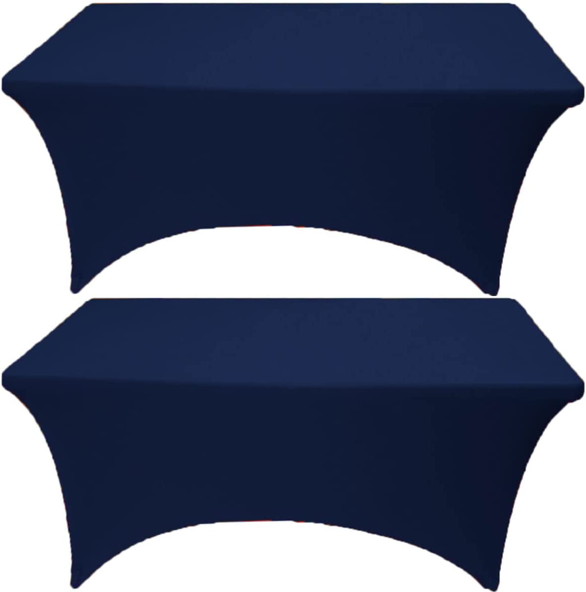 Gowinex 2 Pack 6FT Navy Blue Spandex Tablecloth Stretch Fitted Table ...