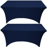 Gowinex 2 Pack 8FT Navy Blue Spandex Tablecloth Stretch Fitted Table ...