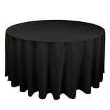 "Gowinex 108"" Round Polyester Fabric Tablecloth, Black, Stain ...