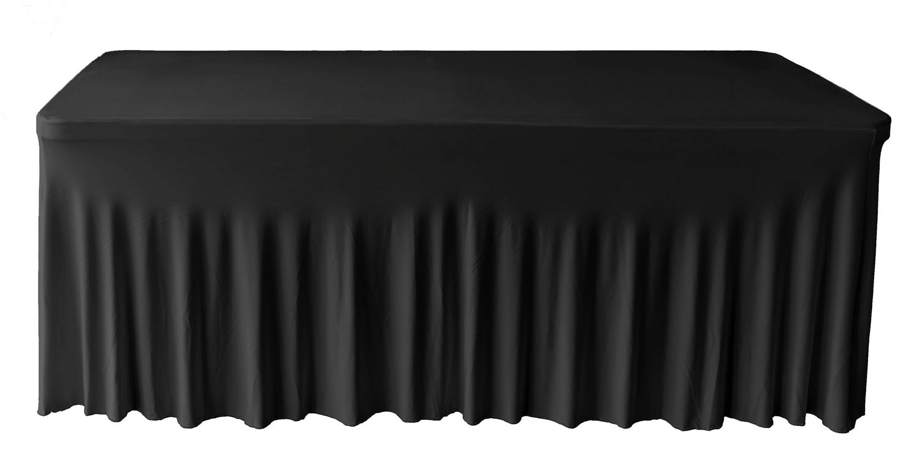Gowinex Black 6' ft. Spandex Table Skirt 72Lx30Wx30H Rectangular Fitted ...