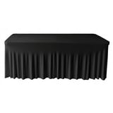 Gowinex Black 8' Polyester Spandex Table Skirt for Party Banquet ...