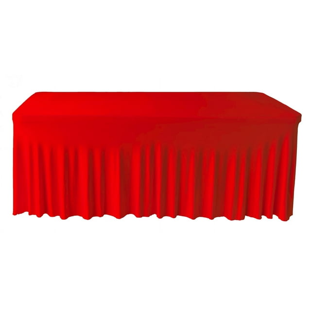 Gowinex Red 8' ft. Spandex Table Skirt 96Lx30Wx30H Rectangular Fitted ...