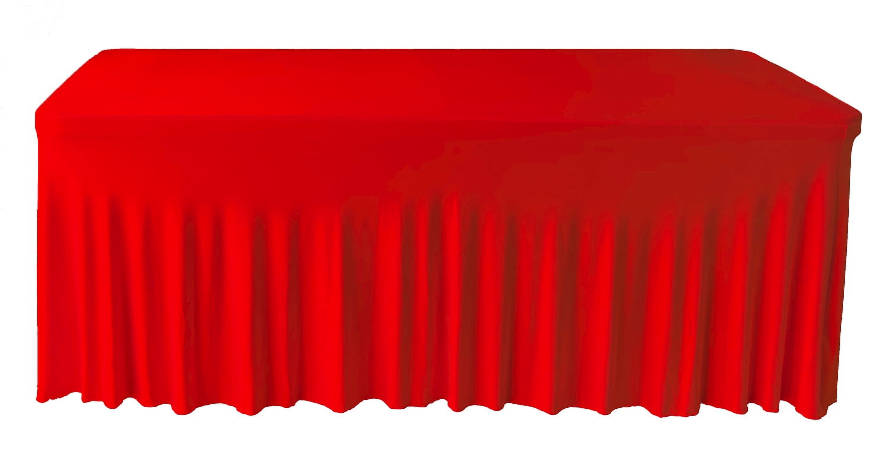 Gowinex Red 8' ft. Spandex Table Skirt 96Lx30Wx30H Rectangular Fitted ...