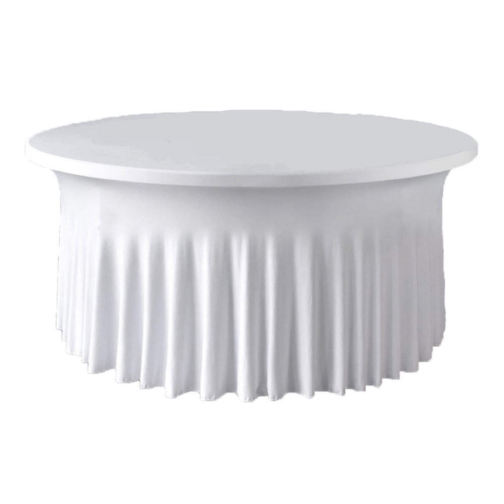 Gowinex White 5ft 60inch Round Spandex Table Skirt Stretch Fitted ...