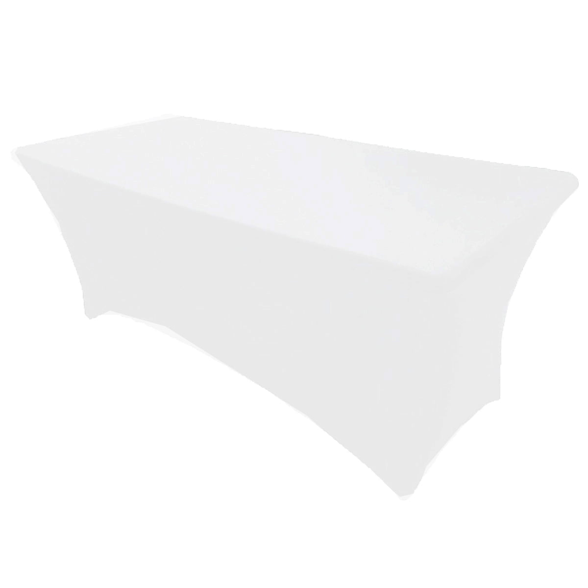 Gowinex White 8 ft Spandex Fitted Stretch Rectangle Tablecloth Table ...