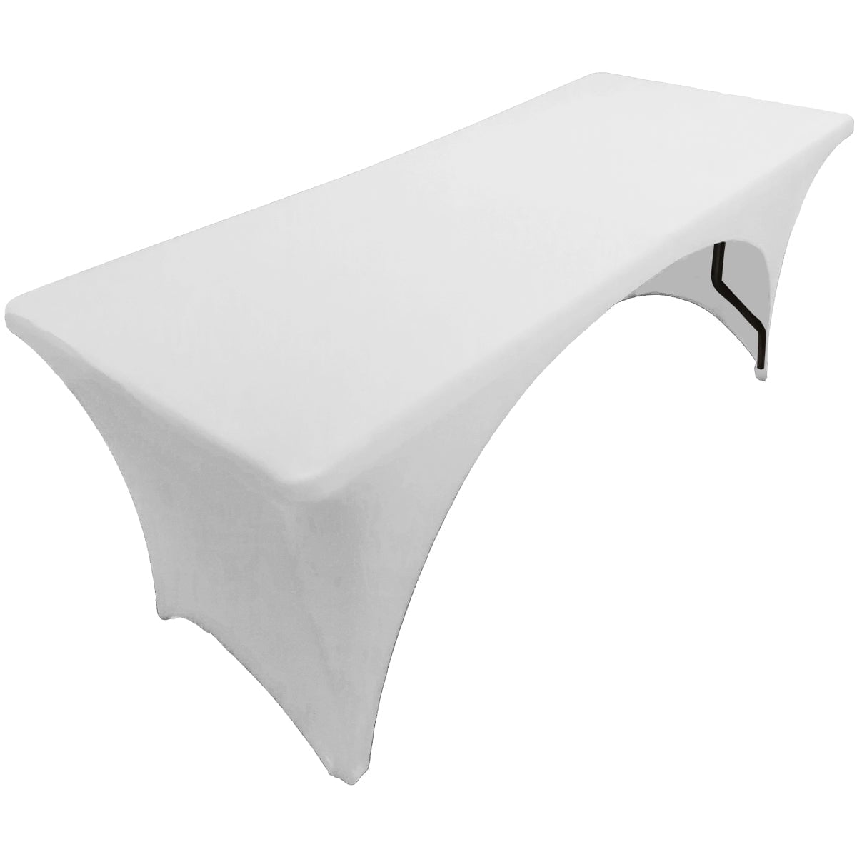 Gowinex White 8ft Open Back Spandex Fitted Stretch Tablecloth Table ...