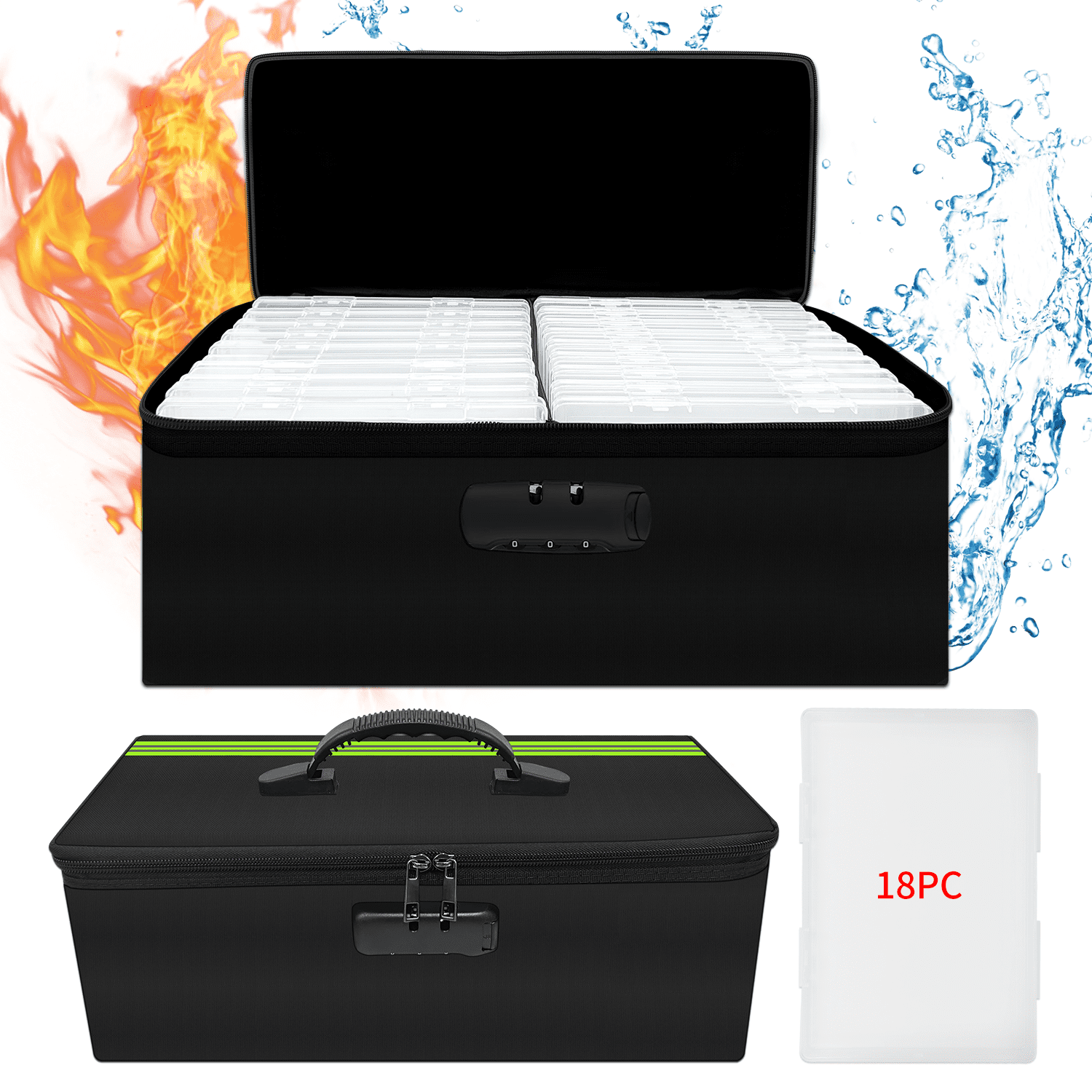 Gowinsee Photo Organizer Box with Lock, Fireproof Photo Storage Box ...