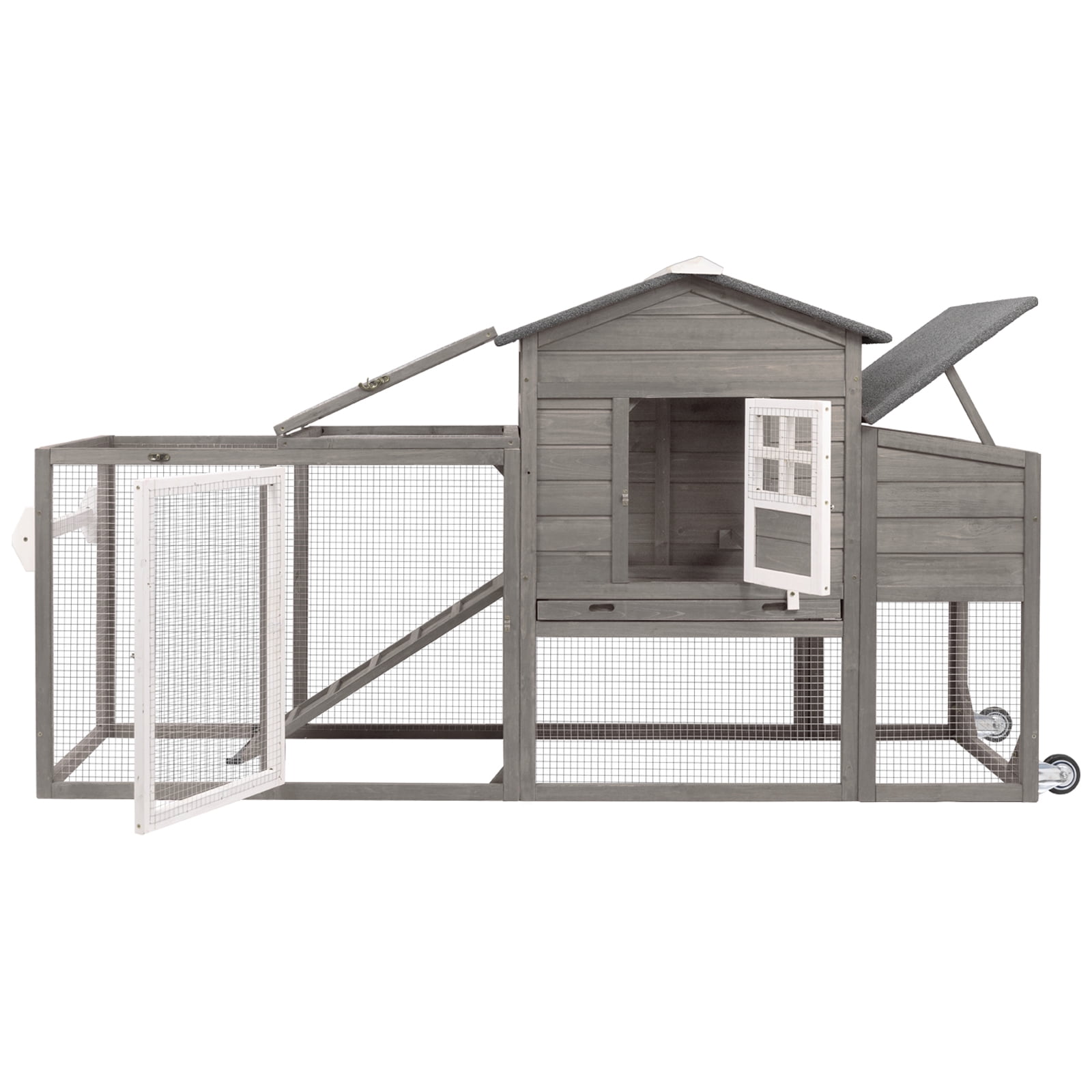 Gowoodhut 79" Wooden Chicken Coop Rabbit Cage with Nesting Box ...