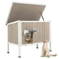 Gowoodhut Cat House Insulated Wooden Cat Shelter for Outdoor with ... Gowoodhut Cat House Insulated Wooden Cat Shelter for Outdoor with ...