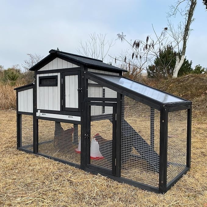 Gowoodhut Chicken Coop and Run Wooden Backyard Chicken House Rabbit ...