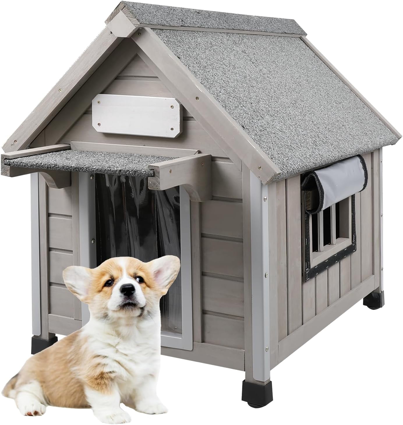 Gowoodhut Outdoor Dog House with Waterproof Asphalt Roof for Small to ...