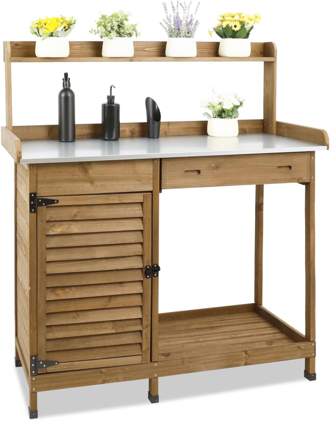 Gowoodhut Outdoor Garden Potting Bench Table,41" L Wooden Potting Table ...