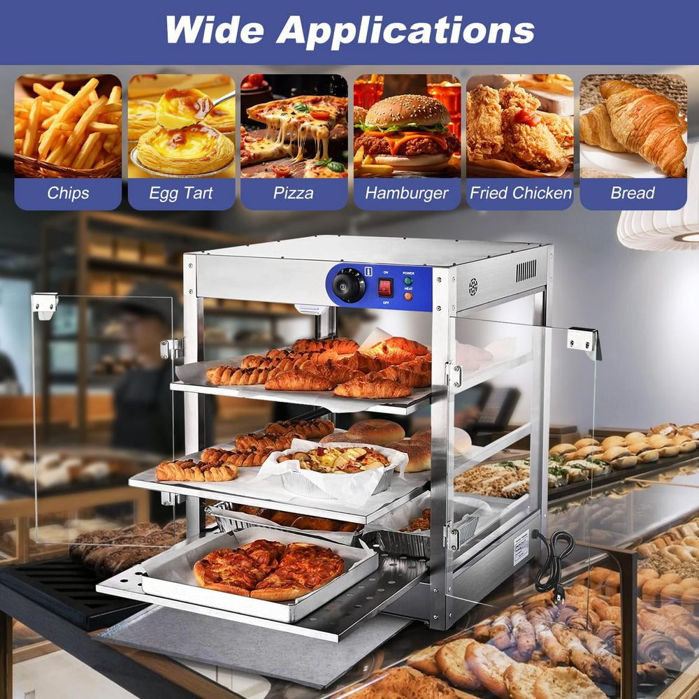 Goxfaca Food Pizza Warmer 3-Tier Food Warmer Pastry Display with Light ...
