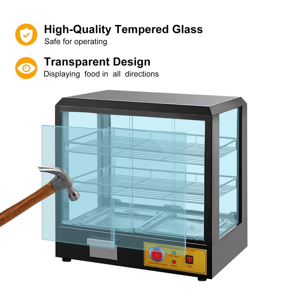 Goxfaca Hot Food Display Case 3-Tier Pastry Display Case with Lighting ...