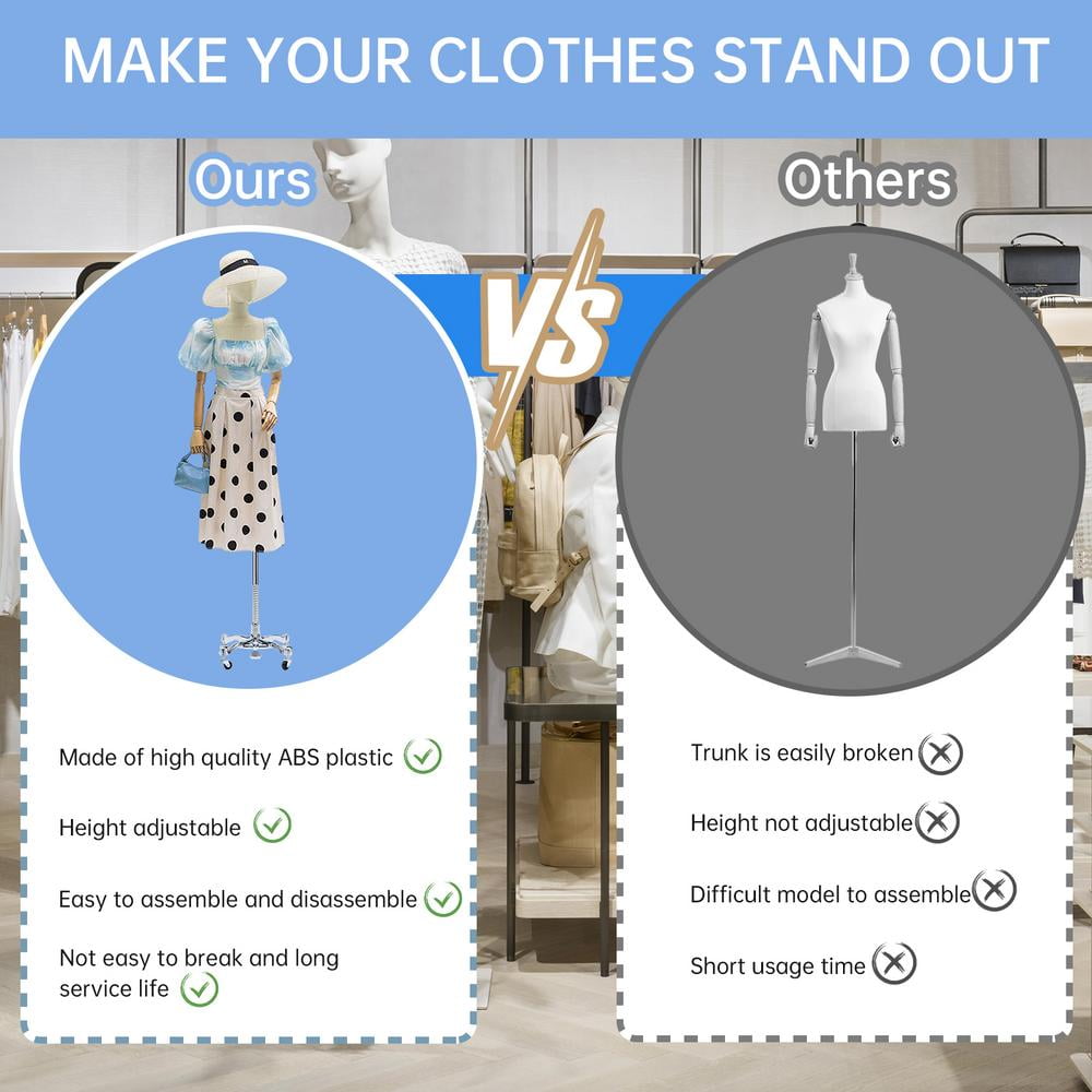 Goxfaca Mannequin Female Dress Form Mannequin On Moveable Wheels ...