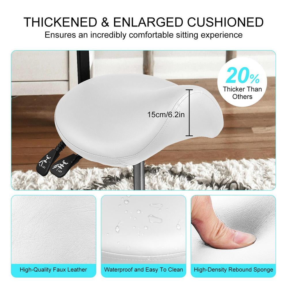Goxfaca Saddle Chair with Back Support Rolling Salon Chair Stool Heavy ...