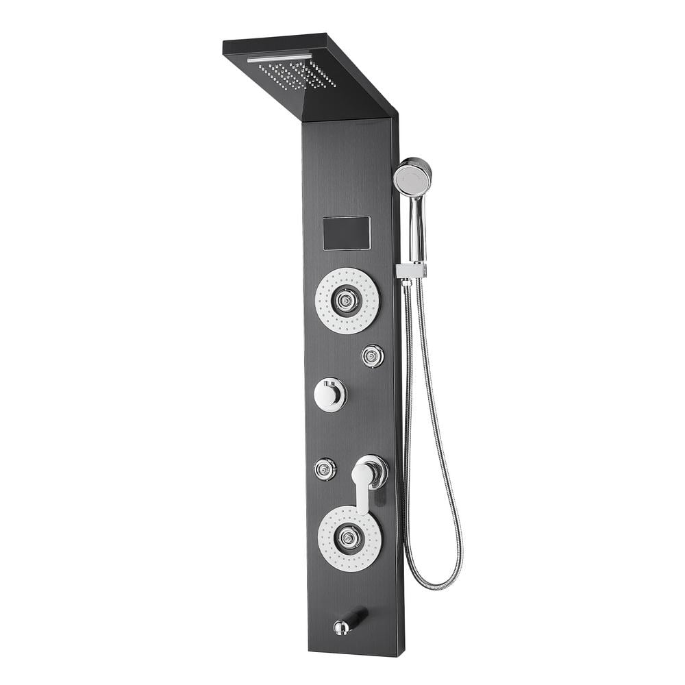Goxfaca Shower Panel Column LED Waterfall Rainfall Wall-Mounted Shower ...