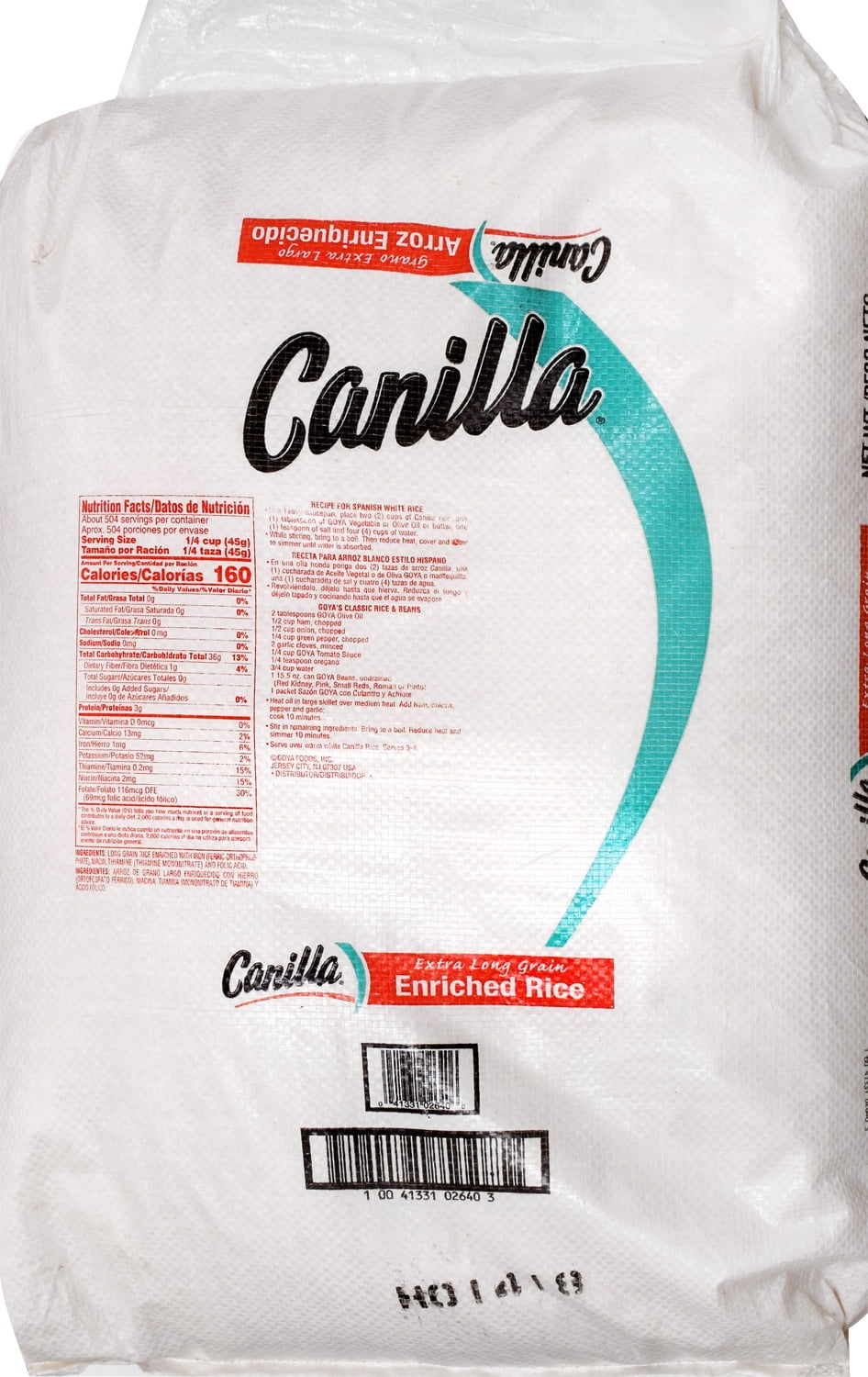 Goya Canilla Long Grain Rice, 50 lb Bag - Walmart.com