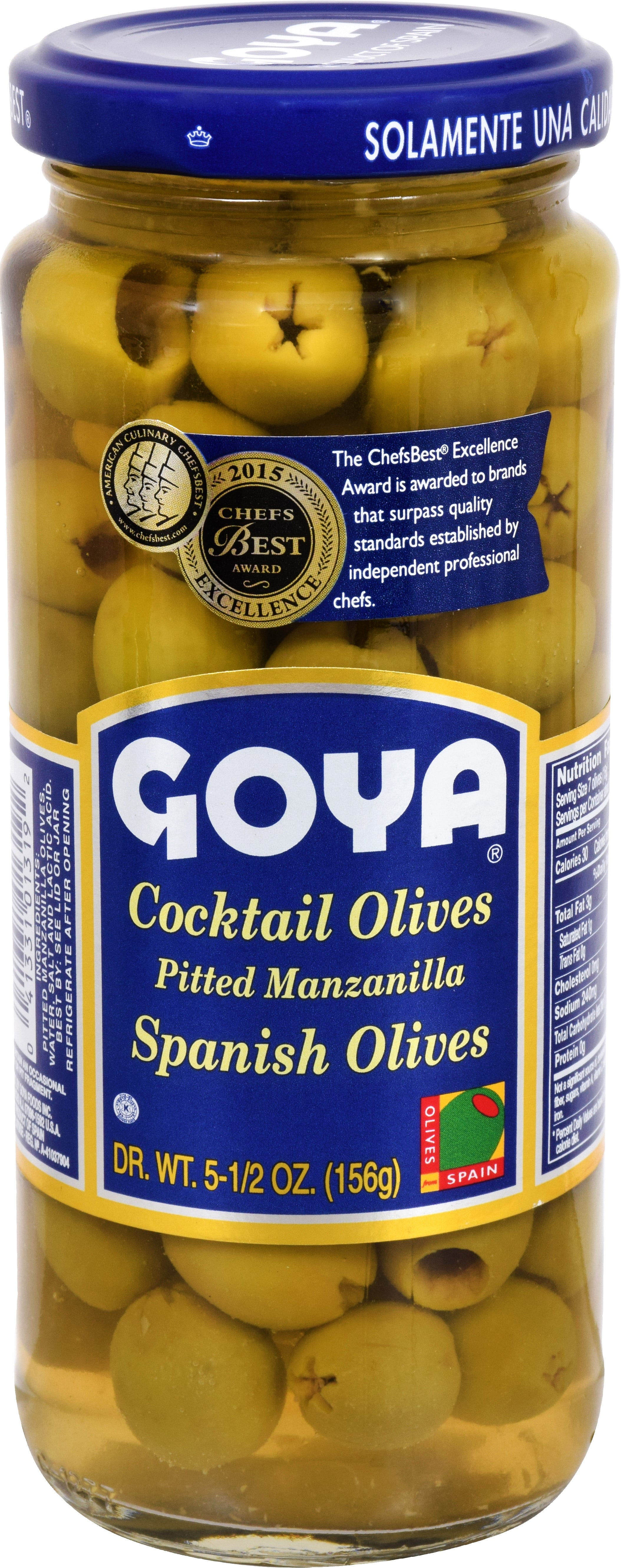 Goya, Cocktail Olives, 5.5 Oz, Pitted, for Garnishes and Recipes ...