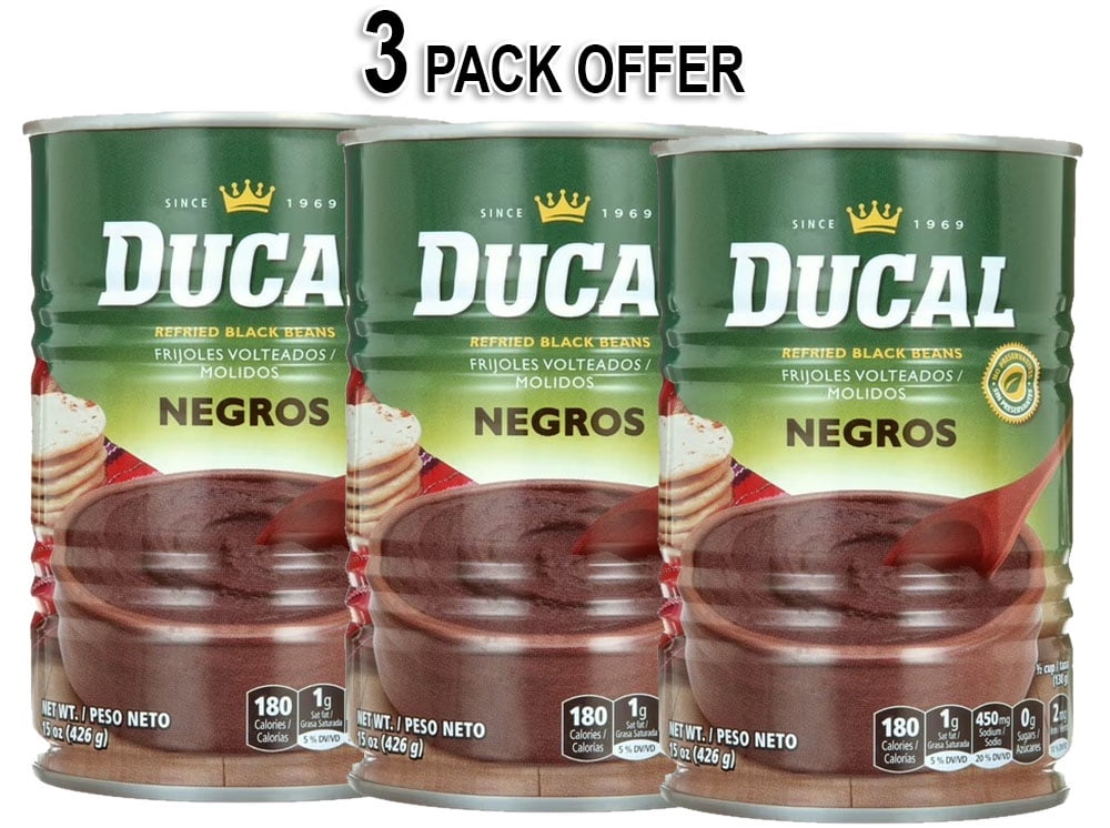 Goya Ducal Refried Beans, Black, 15 Oz (3 Pack Offer) - Walmart.com