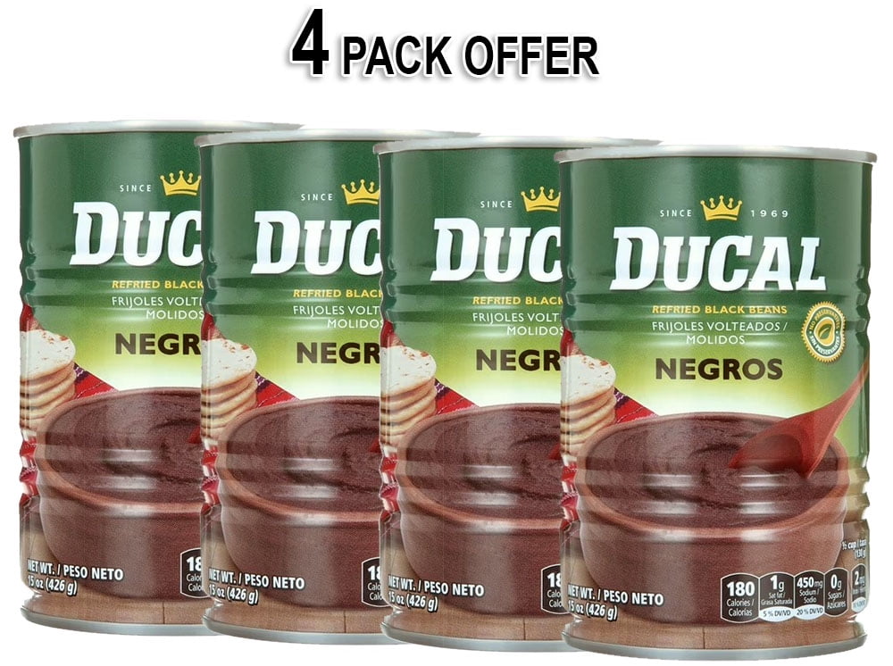 Goya Ducal Refried Beans, Black, 15 Oz (4 Pack Offer) - Walmart.com