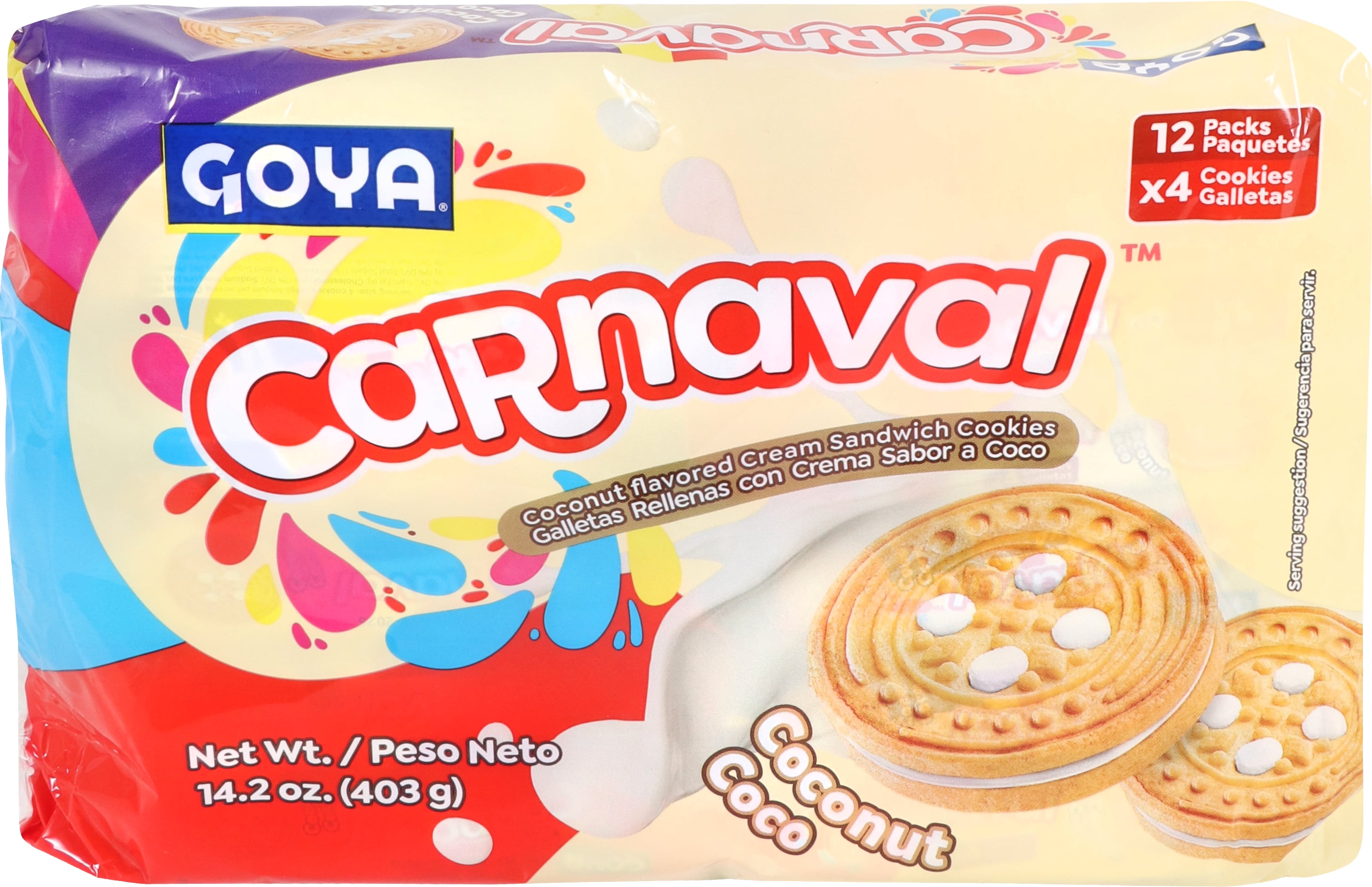 Goya Carnaval Coconut Sandwich Cookies 12 - 4 Cookie Packs - Walmart.com