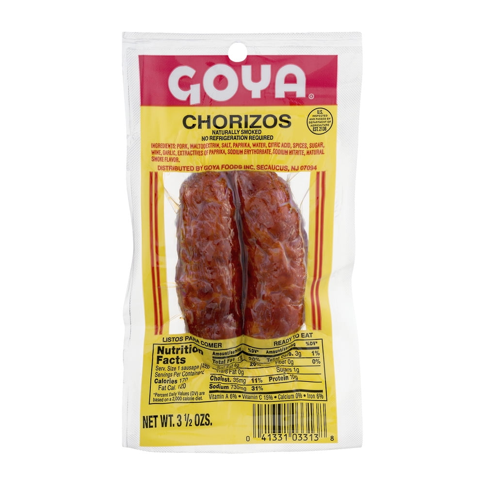Goya Natural Smoked Chorizos, Sausage, 3.5 oz Bag - Walmart Business ...