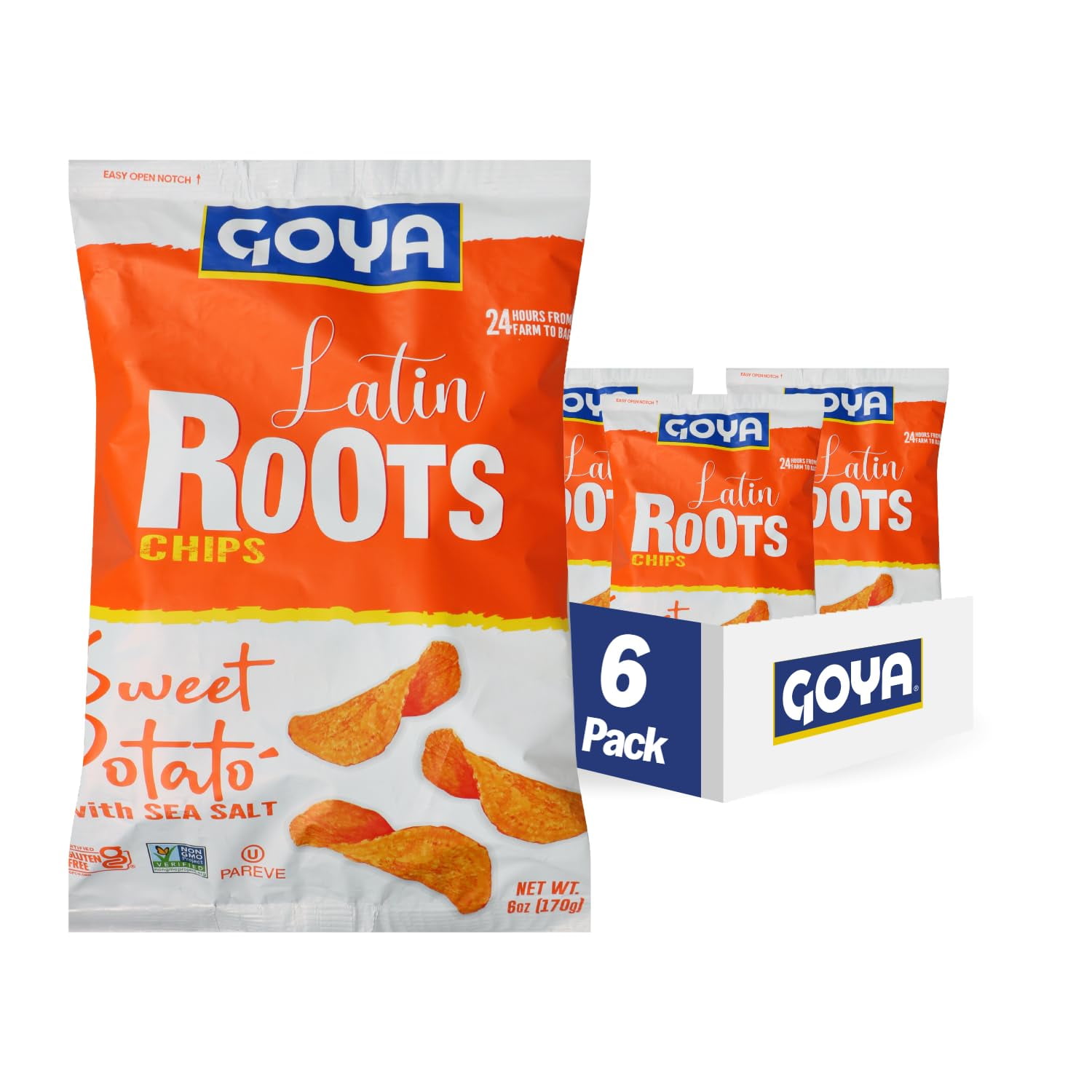 Goya Foods Latin Roots Chips, Sweet Potato With Sea Salt, Kosher ...