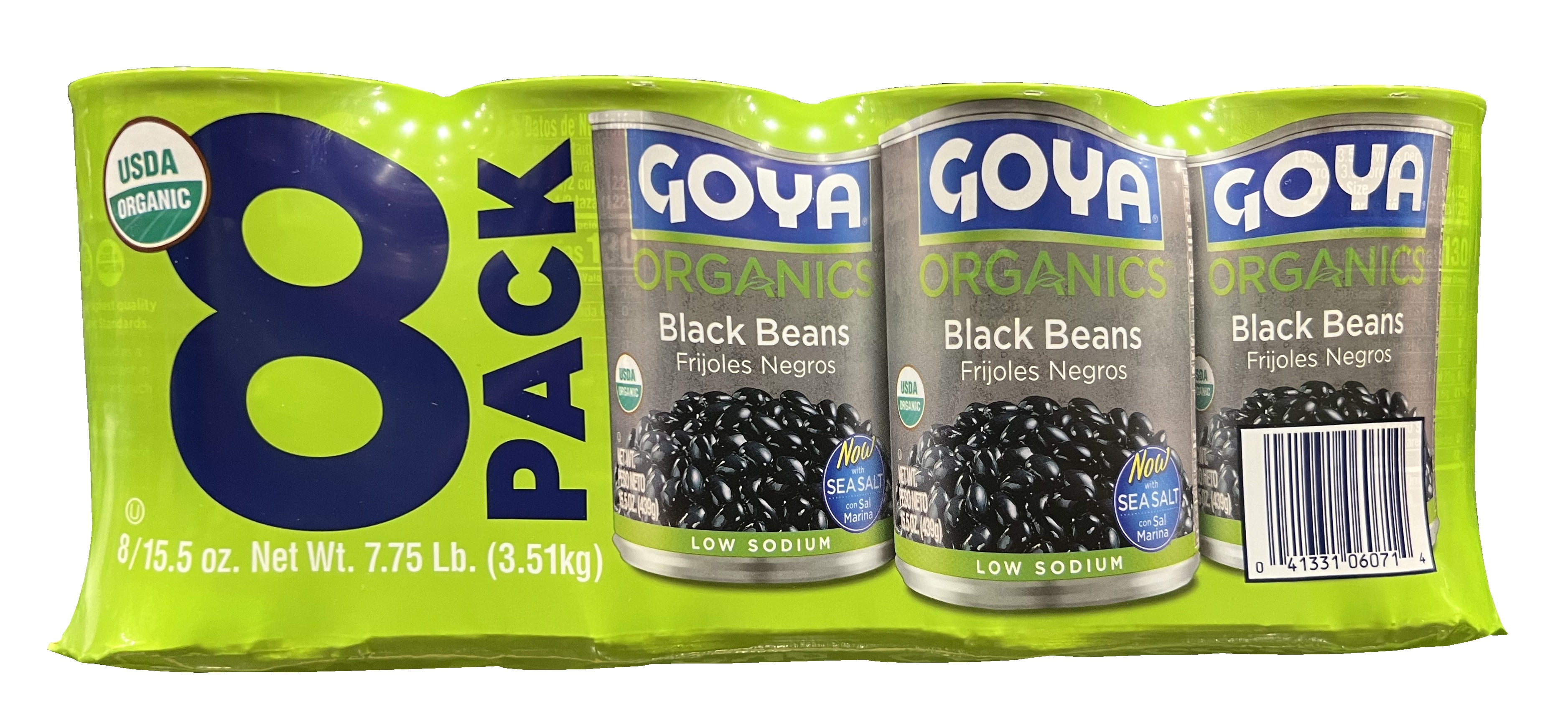 Goya Foods Organic Black Beans, Low Sodium with Sea Salt, 15.5 Ounce ...