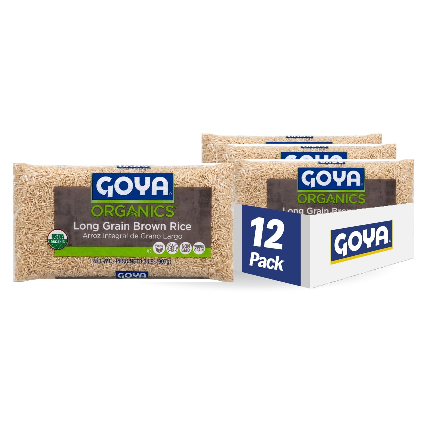 Goya Foods Organic Long Grain Brown Rice, 2 Pound (Pack Of 12 ...
