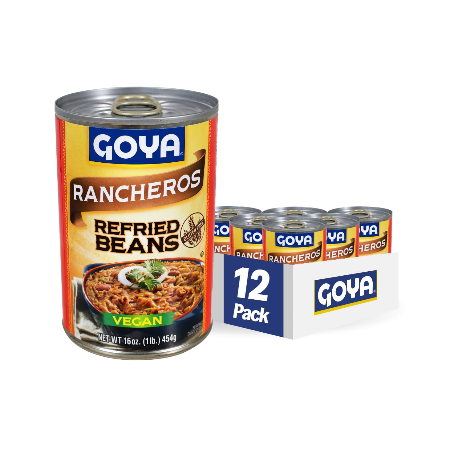 Goya Foods Refried Pinto Beans Rancheros, 16 Ounce (Pack Of 12 ...