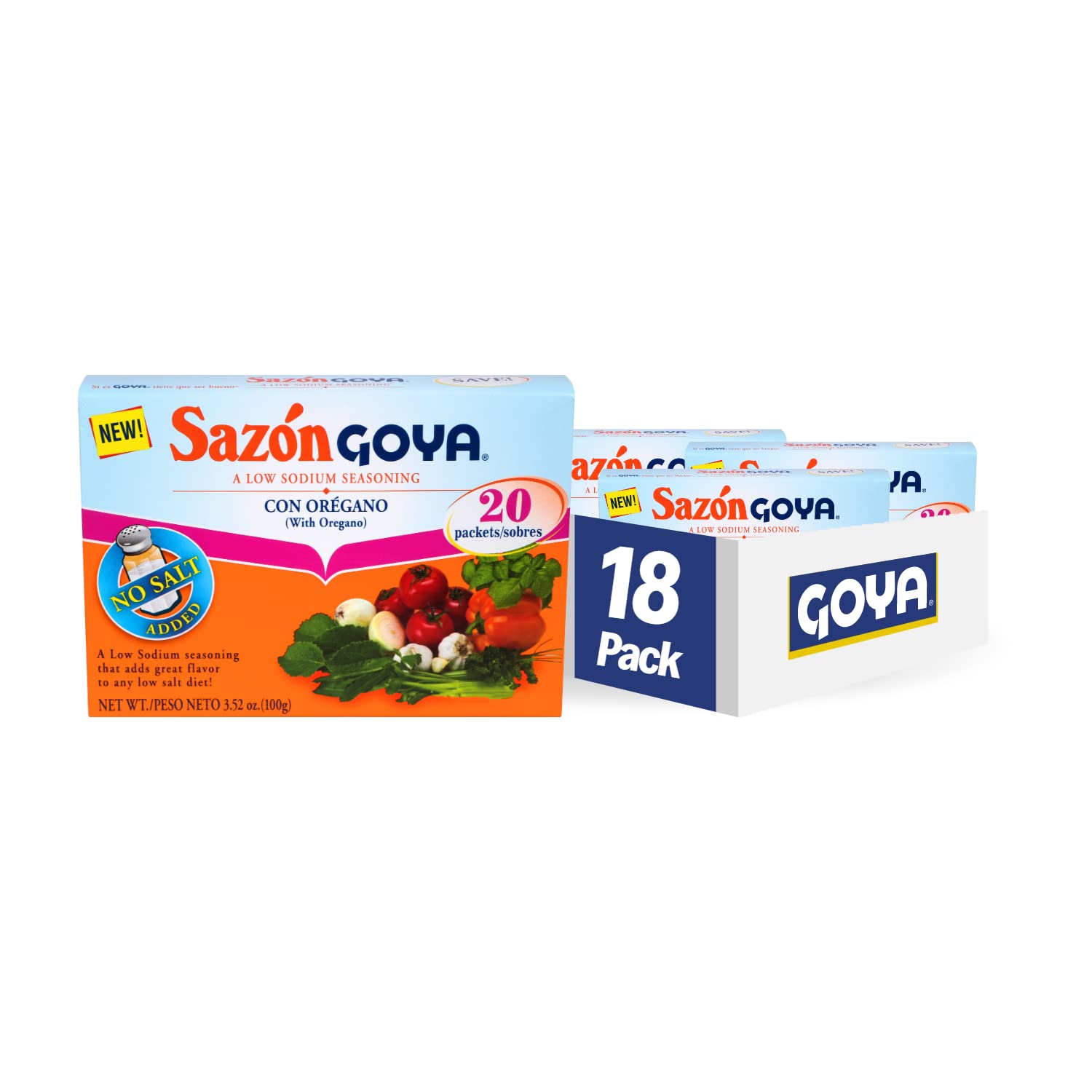 Goya Foods Sazón Seasoning Natural & Complete, No Salt, 3.52 Ounce ...